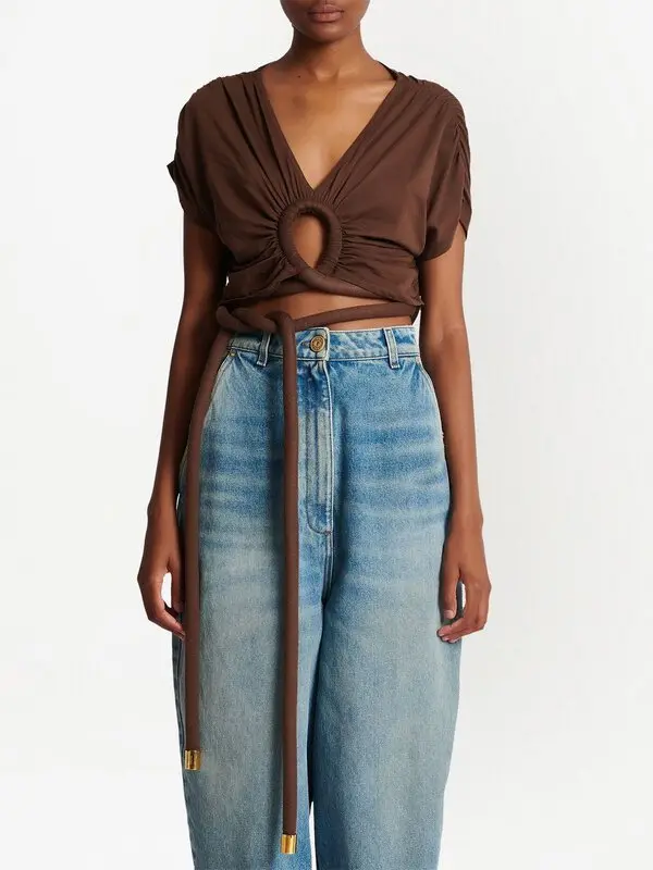 Balmain Knotted Cropped Top