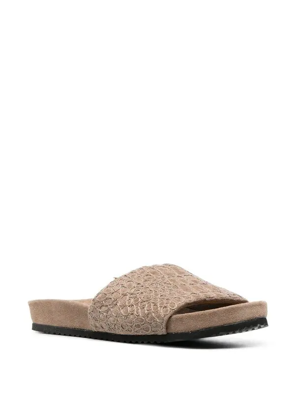 Brunello Cucinelli Embroidered-detail Suede Slippers
