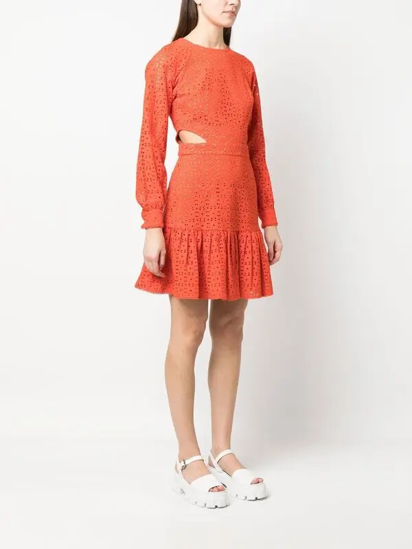 Michael Kors Floral Eyelet Cut-Out Mini Dress In Orange - 60% Off |  Editorialist