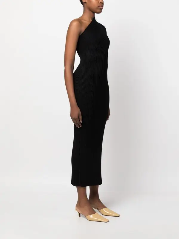 AERON Ribbed Asymmetric Midi Dress