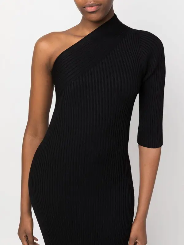 AERON Ribbed Asymmetric Midi Dress