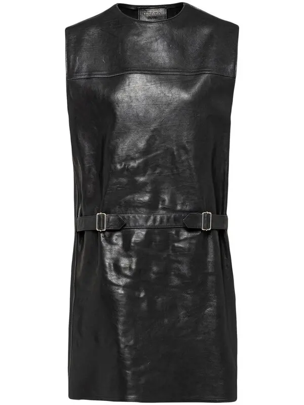 Prada Sleeveless Leather Mini Dress
