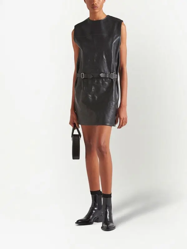 Prada Sleeveless Leather Mini Dress