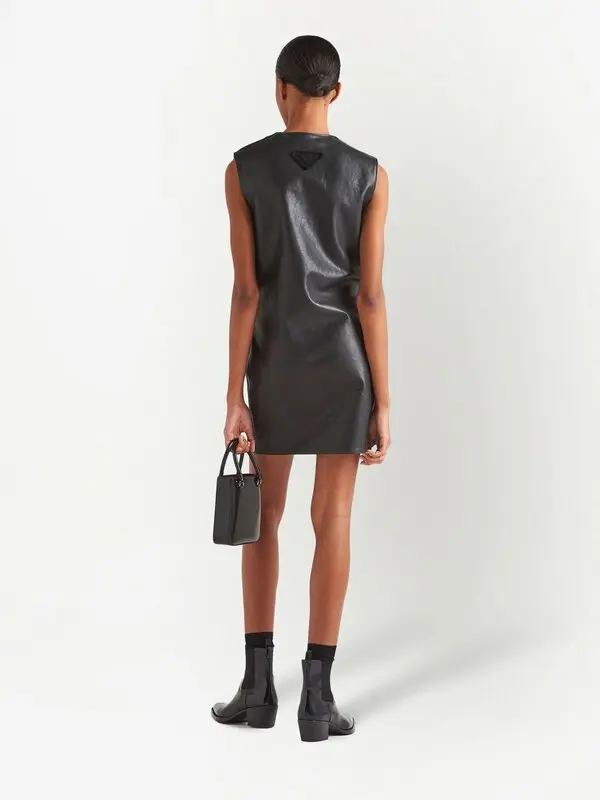 Prada Sleeveless Leather Mini Dress