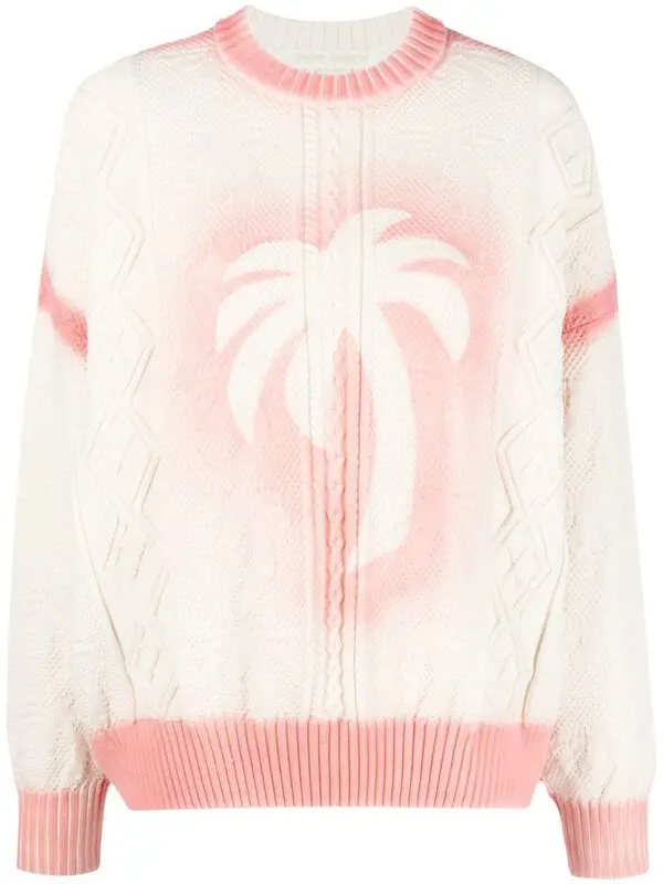 Palm Angels Sprayed Palm Jumper - White