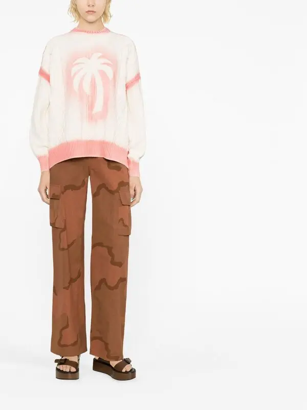 Palm Angels Sprayed Palm Jumper - White