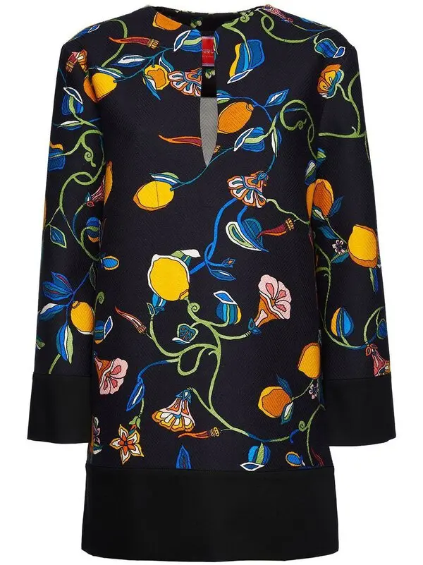 La DoubleJ Floral-print Shift Dress - Black