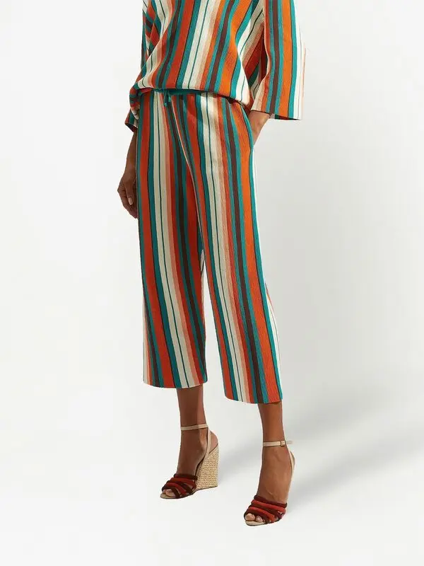 La DoubleJ Vertical-stripe Cropped Trousers