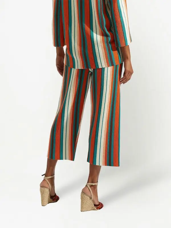 La DoubleJ Vertical-stripe Cropped Trousers