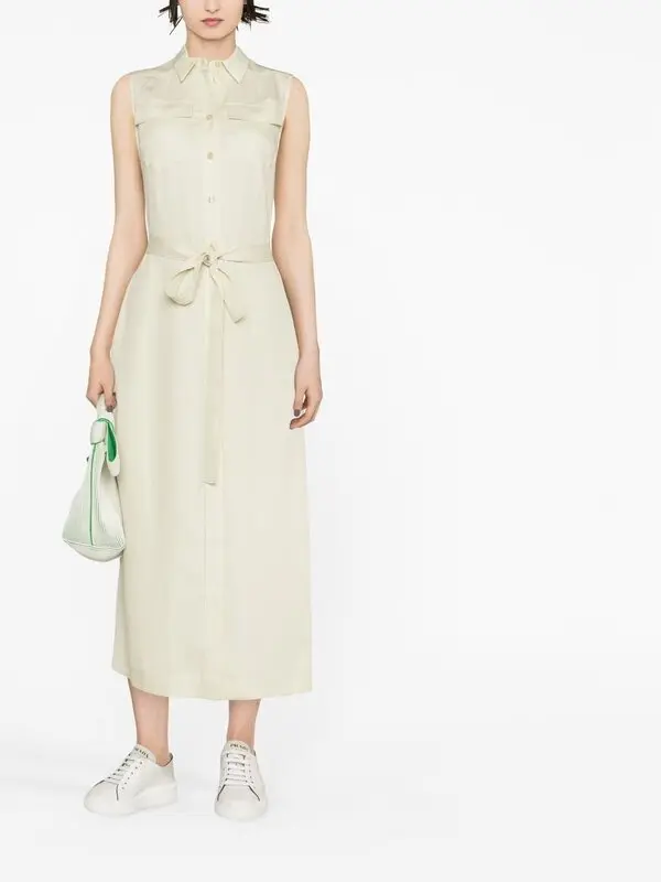 slim fit dress slacks Calvin Klein Girls Logo Tape Punto Dress in Green main image 1