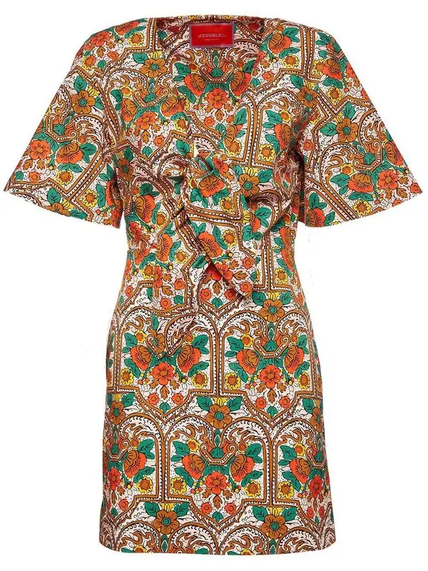 La DoubleJ Peek-a-boo Floral-print Short Dress - Neutrals