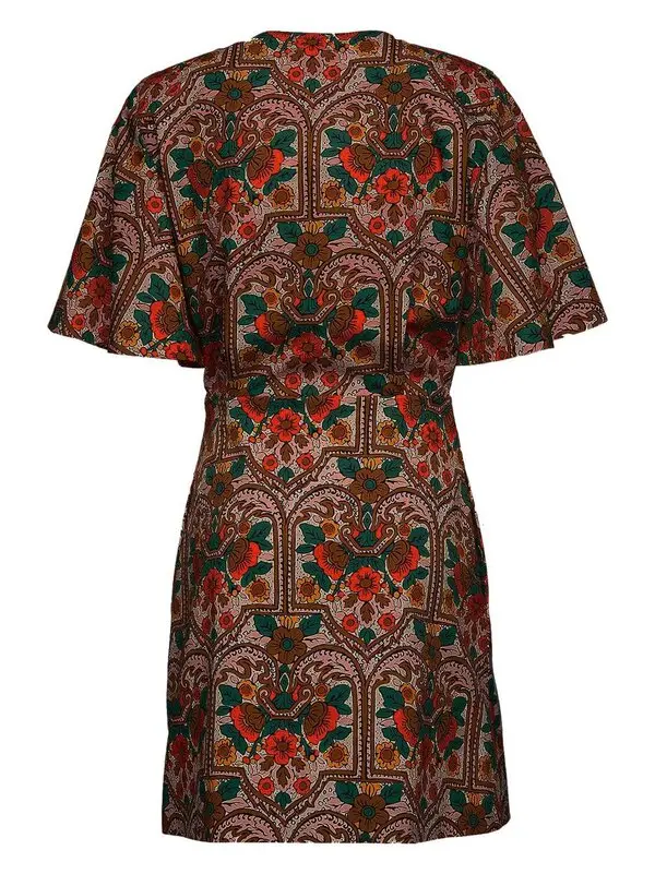 La DoubleJ Peek-a-boo Floral-print Short Dress - Neutrals