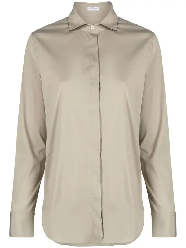 Brunello Cucinelli Long Sleeve Stretch Cotton Shirt