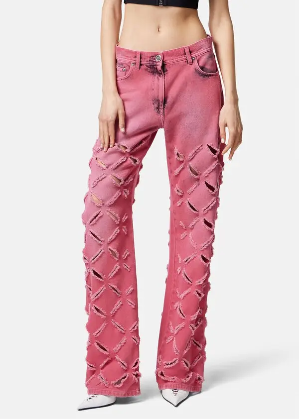 Versace Slashed Wide-leg Jeans