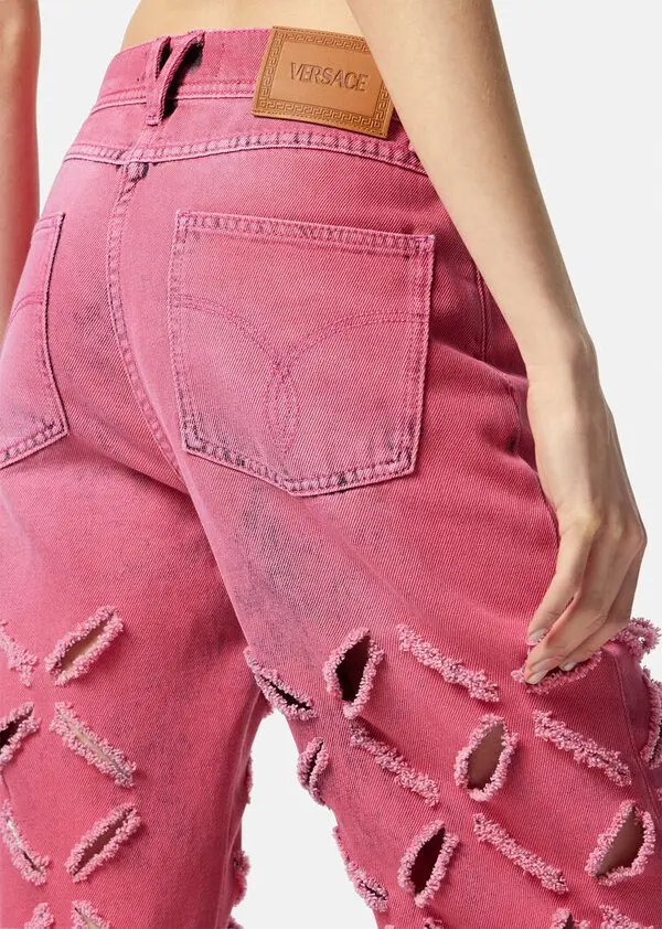 Versace Slashed Wide-leg Jeans