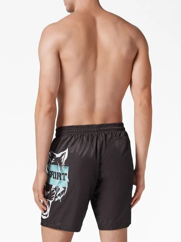 PLEIN SPORT Tiger-print Swim Shorts - Black