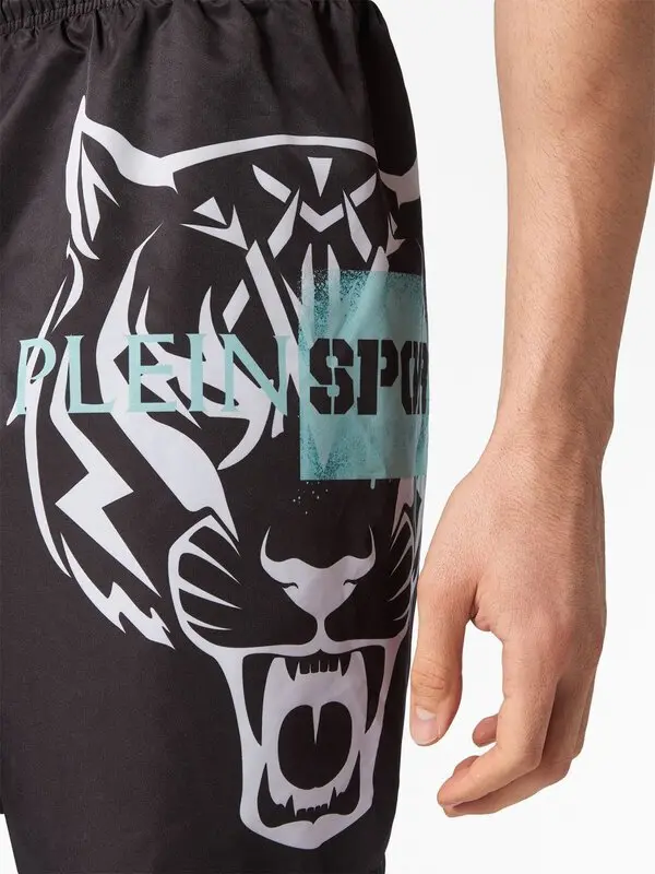 PLEIN SPORT Tiger-print Swim Shorts - Black