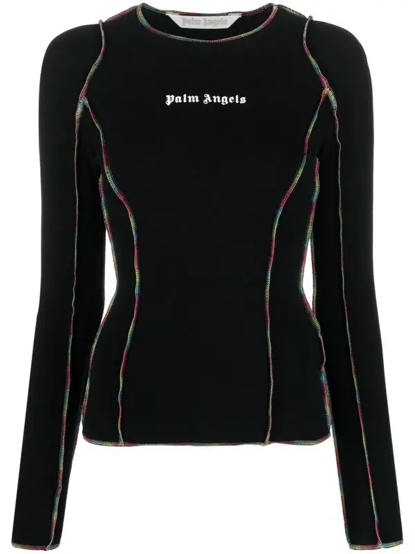 Palm Angels Rainbow Stitch Long-sleeve Ribbed T-shirt