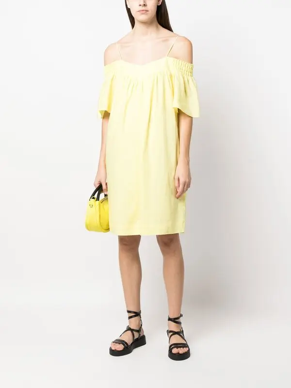 Karl Lagerfeld Belted Linen-blend Midi Dress - Yellow
