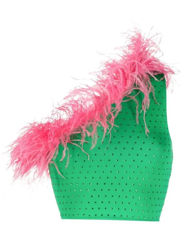 CHIARA FERRAGNI Feather-trim Cropped Top