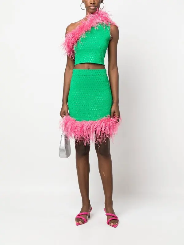 CHIARA FERRAGNI Feather-trim Cropped Top