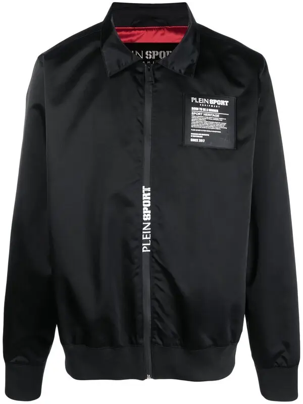 PLEIN SPORT Logo-patch Zip-up Shirt Jacket