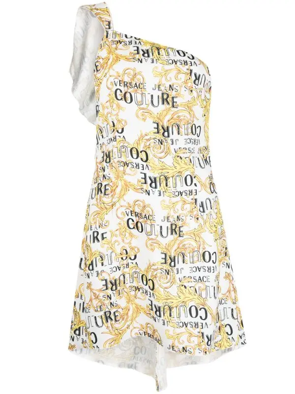 Versace Logo-print One-shoulder Dress