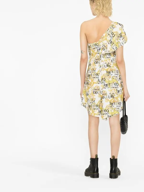 Versace Logo-print One-shoulder Dress