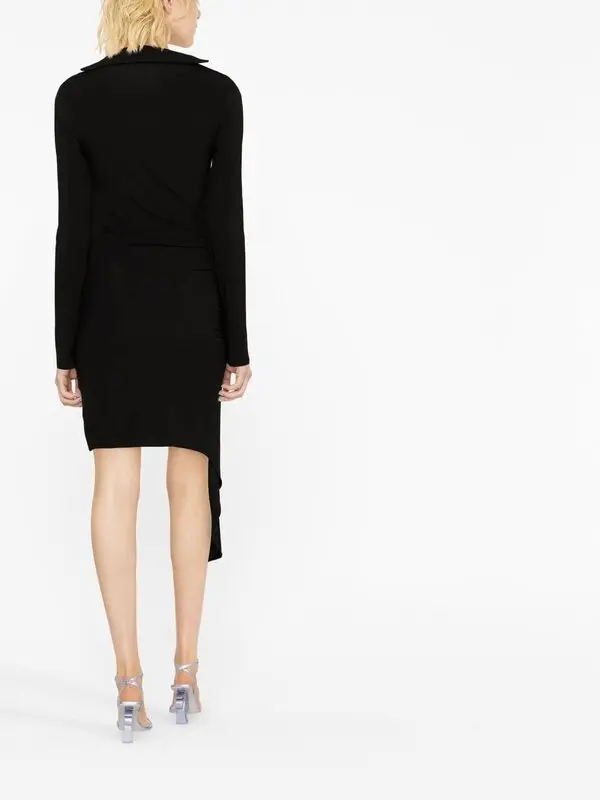 Off-White Asymmetric Ruched Minidress - Black