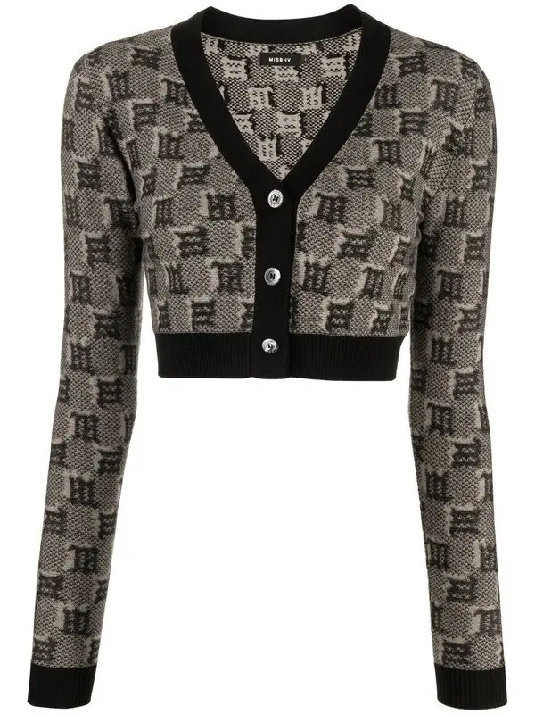MISBHV Monogram-print Cropped Cardigan