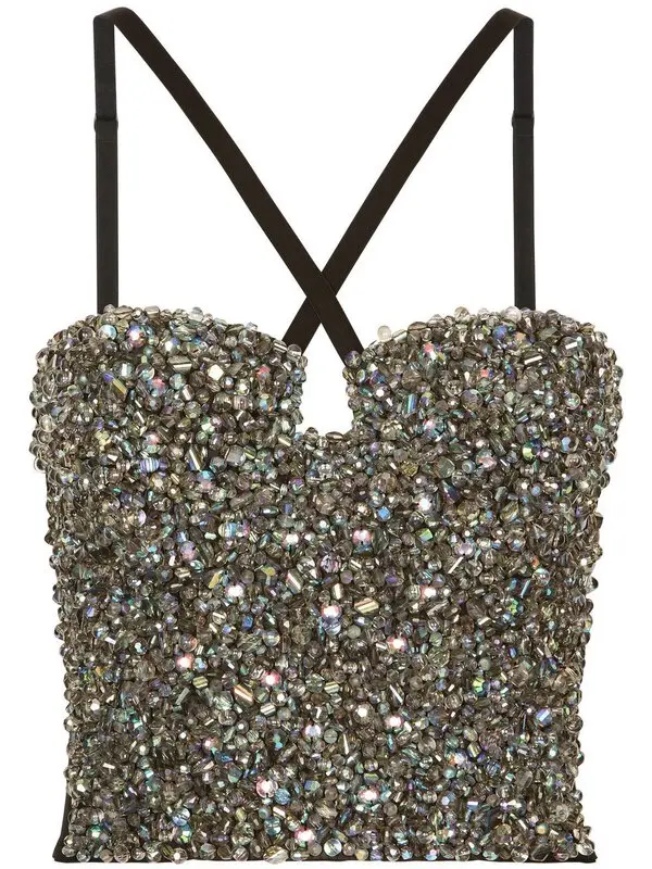 Dolce & Gabbana Rhinestone-embellished Corset Top - Black