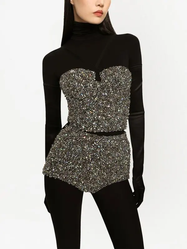 Dolce & Gabbana Rhinestone-embellished Corset Top