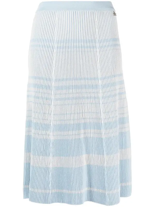 Elisabetta Franchi Striped Ribbed Midi Skirt - Blue
