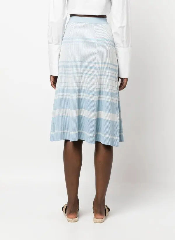 Elisabetta Franchi Striped Ribbed Midi Skirt - Blue