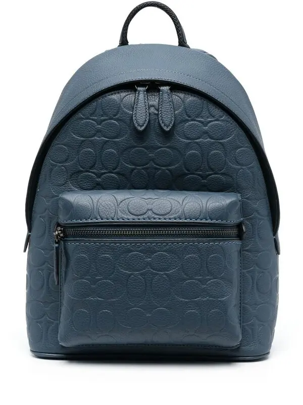 Coach Charter Debossed-Logo Leather Backpack In Blue - 40  display picture 3