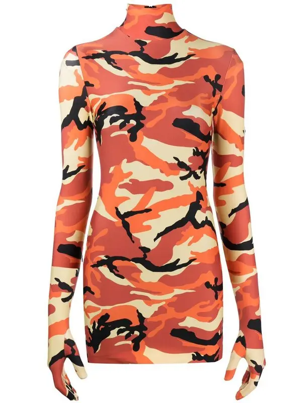 Vetements Camouflage-print Minidress - Orange