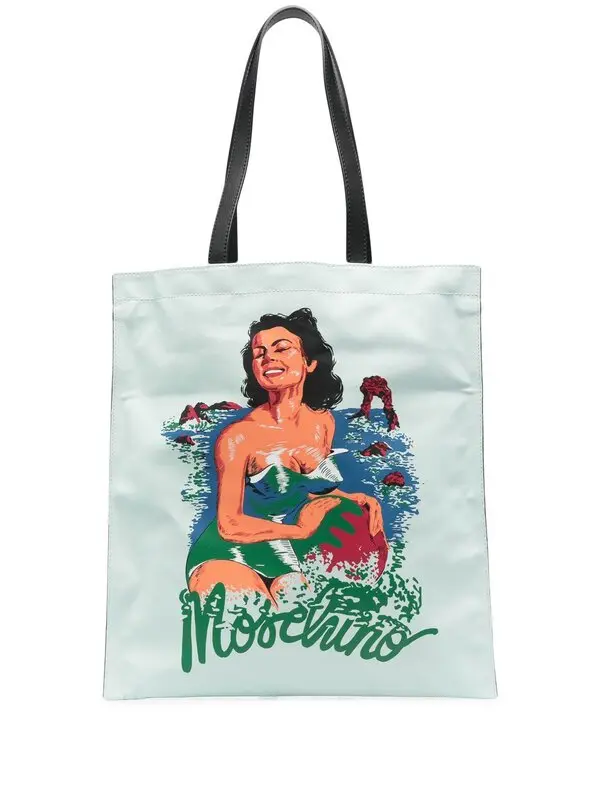 Moschino Illustration-print Tote Bag - Blue