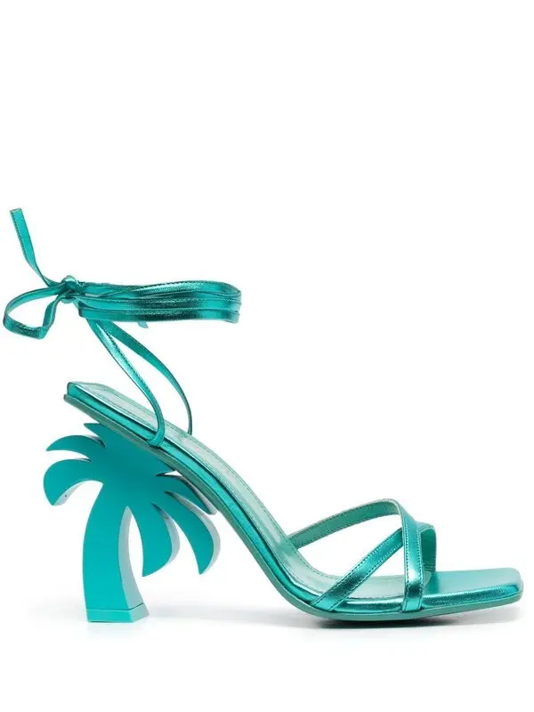 Palm Angels Palm Tree Lace-up Sandals - Blue