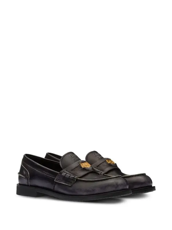 Miu Miu Logo-plaque Leather Loafers