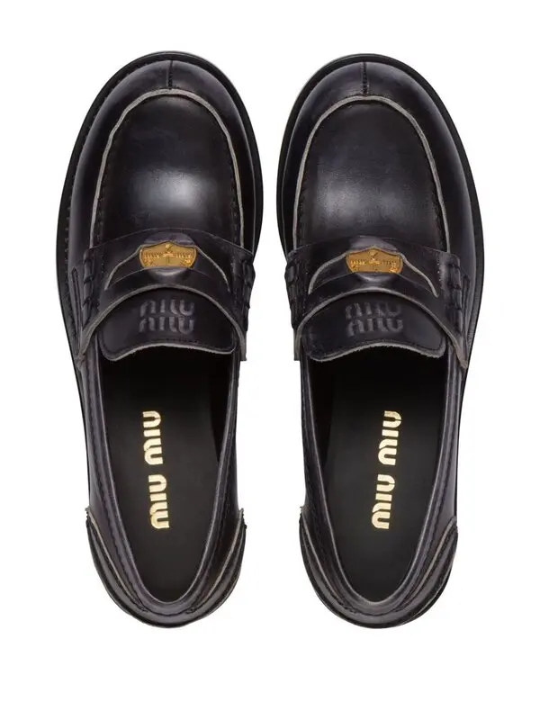 Miu Miu Logo-plaque Leather Loafers