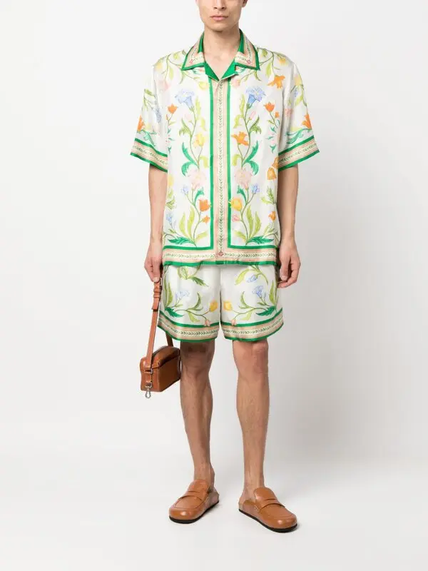 Casablanca L'arche De Fleurie Silk Shorts
