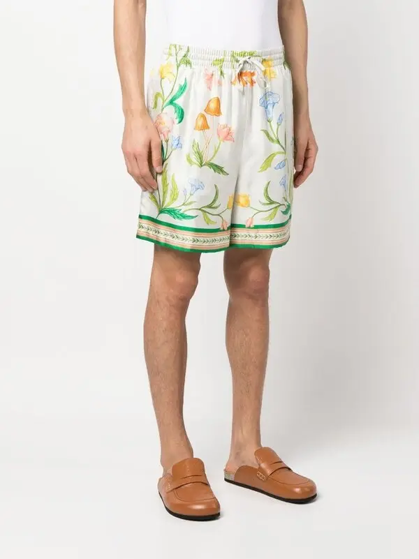 Casablanca L'arche De Fleurie Silk Shorts