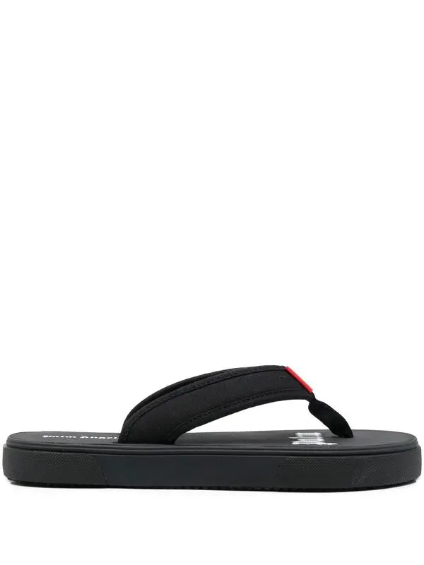 Palm Angels Logo-tag Flip Flops - Black