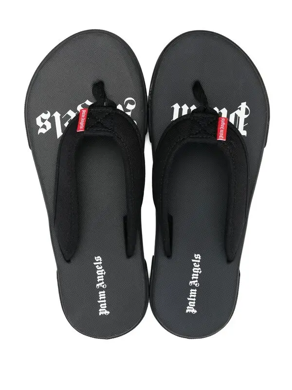 Palm Angels Logo-tag Flip Flops - Black