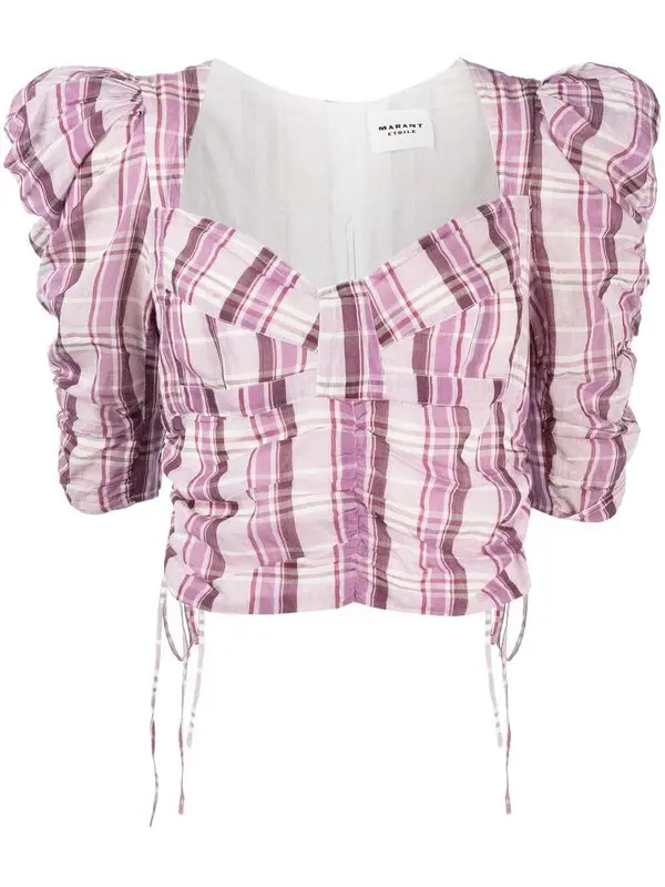 MARANT ETOILE Checked Cropped Top