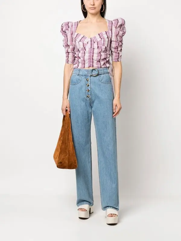 MARANT ETOILE Checked Cropped Top