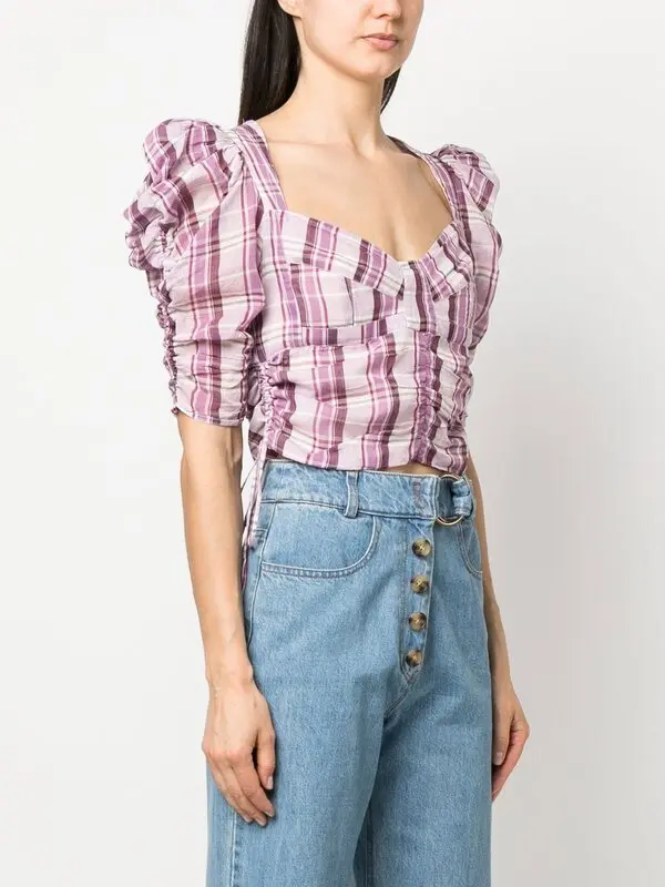 MARANT ETOILE Checked Cropped Top