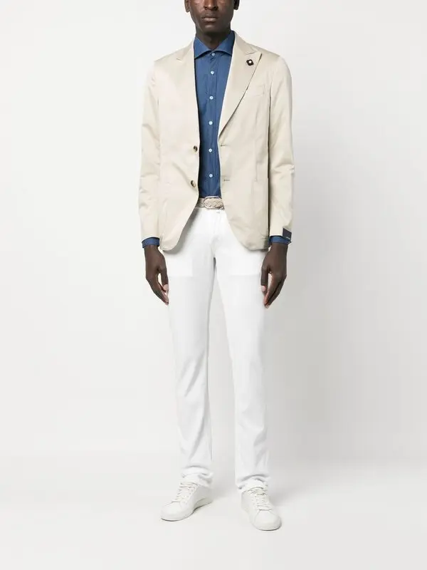 FAY Slim-fit Denim Cotton Shirt - Blue