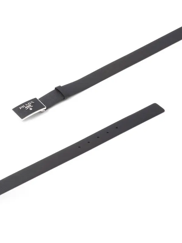 Prada Logo-plaque Leather Belt - Black