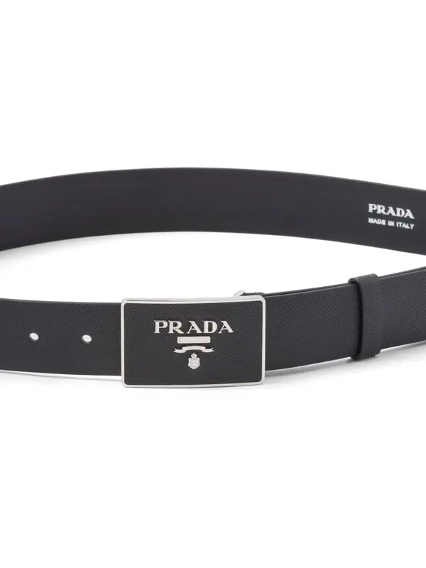 Prada Logo-plaque Leather Belt - Black